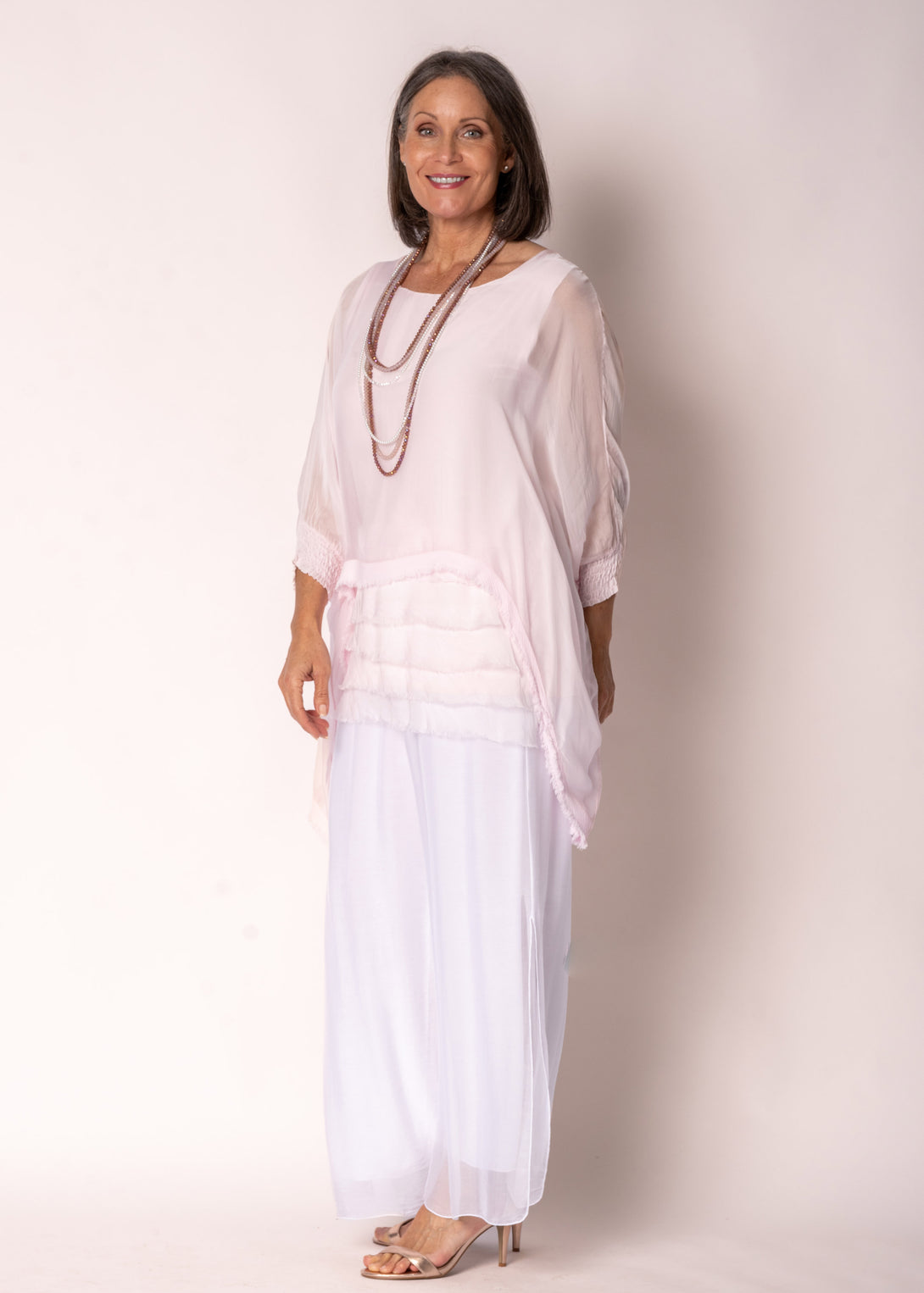 Amulet Silk Top in Modena Pink - Imagine Fashion