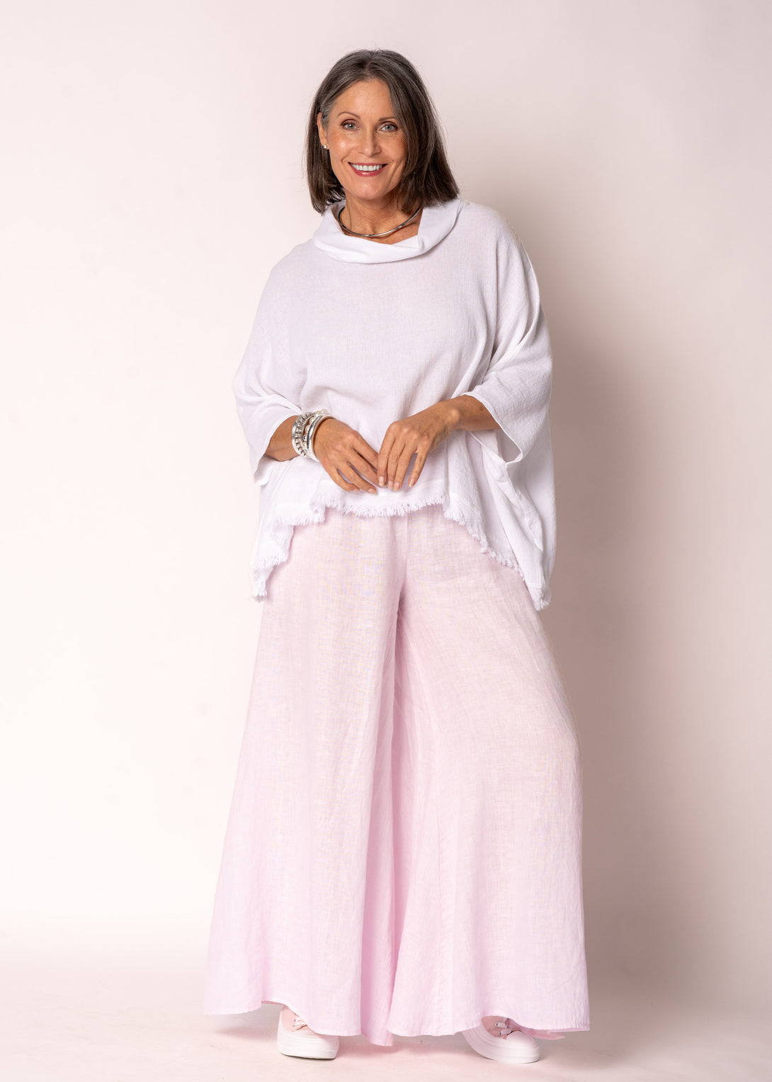 Diana Linen Pant in Modena Pink - Imagine Fashion