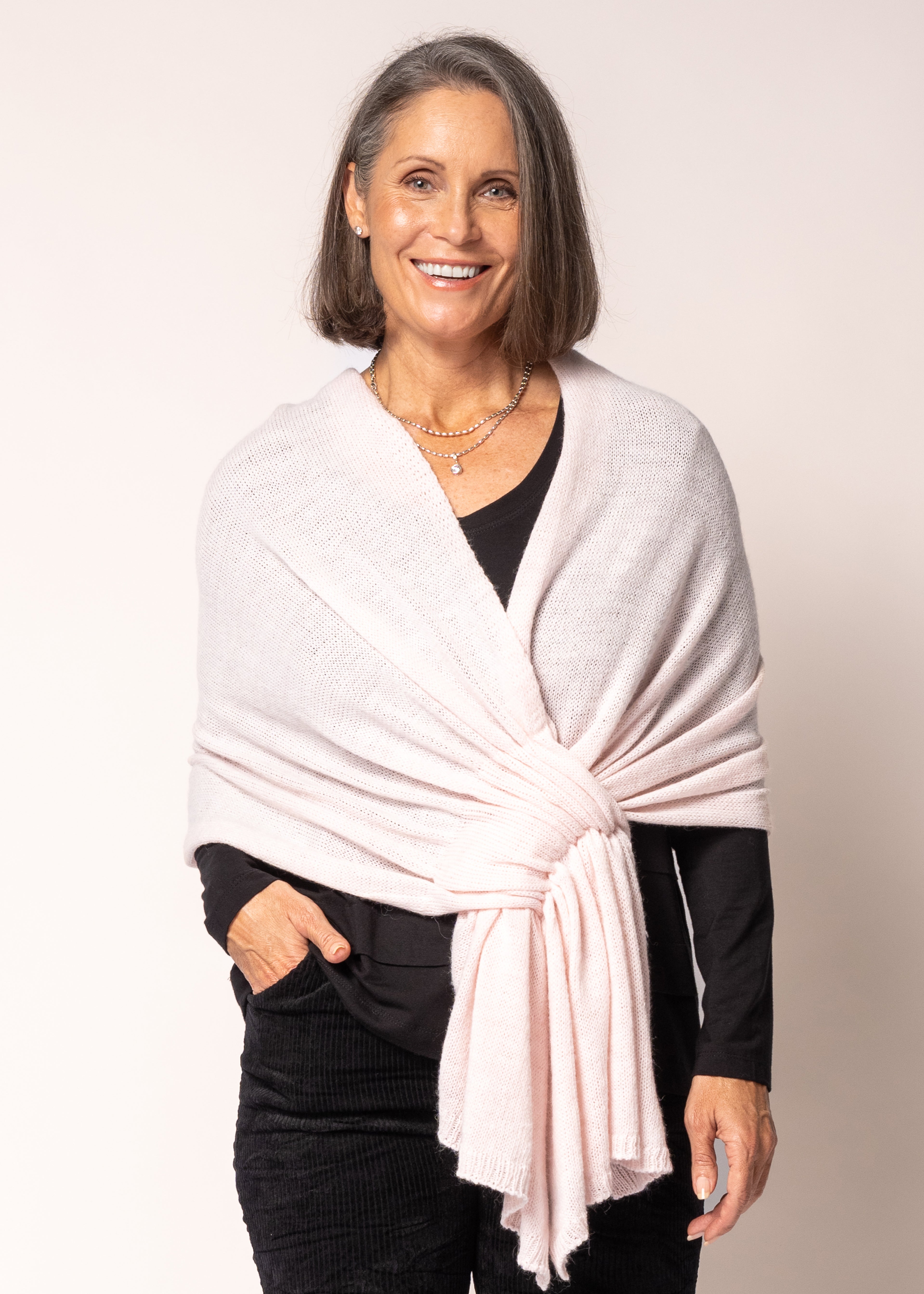 Abriel Knit Scarf in Blush - Imagine Fashion