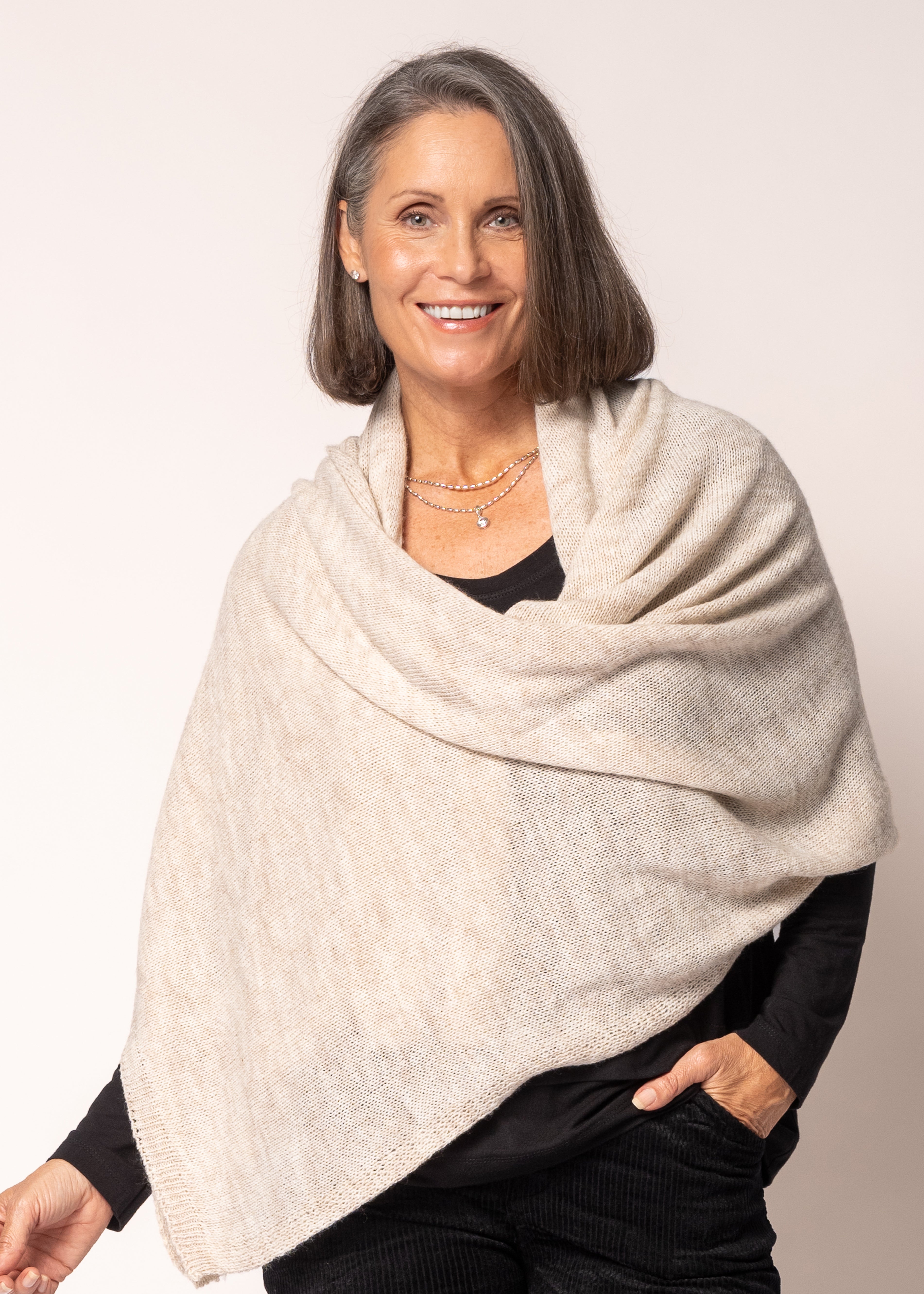 Abriel Knit Scarf in Latte - Imagine Fashion