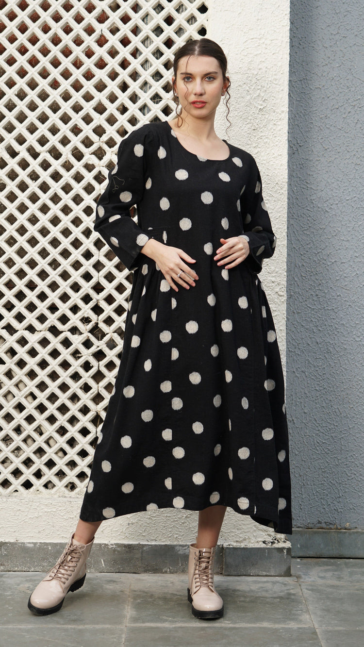 Alpine Linen Blend Dress in Onyx - Imagine Fashion