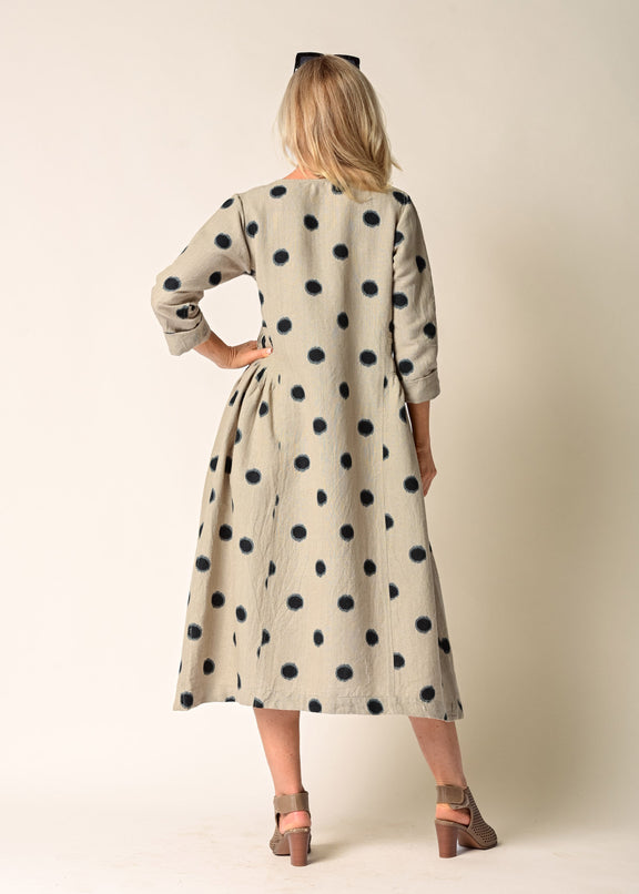 Alpine Linen Blend Dress in Latte - Imagine Fashion